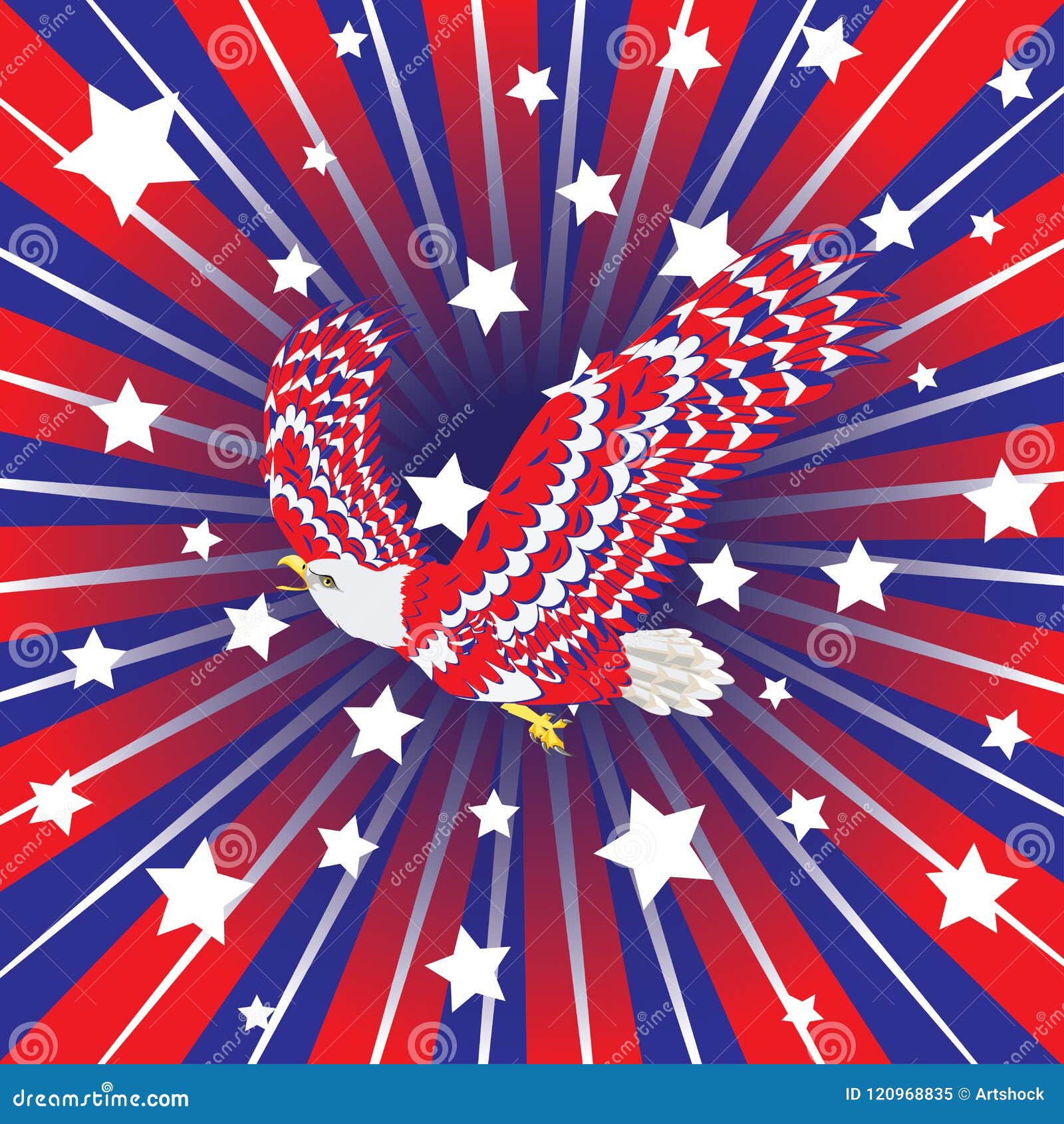 Blue Red and White Bald Eagle Stock Vector - Illustration of design ...