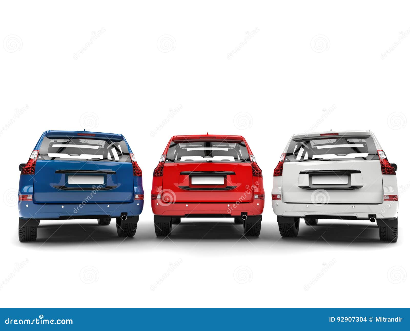 Blue, Red, and White Modern SUVs - Back View Stock Illustration ...