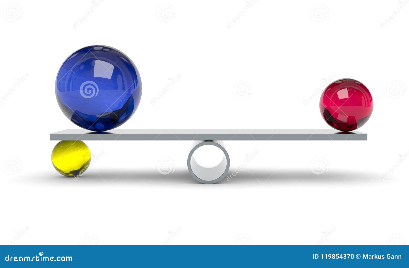 Blue Red and Yellow Ball on a Scale Stock Illustration - Illustration ...