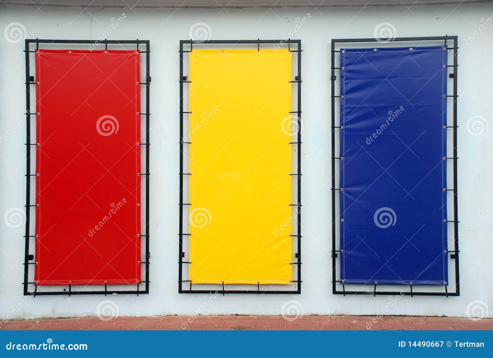 Blue Red Yellow Blank Signs Stock Image - Image of banner, attention ...