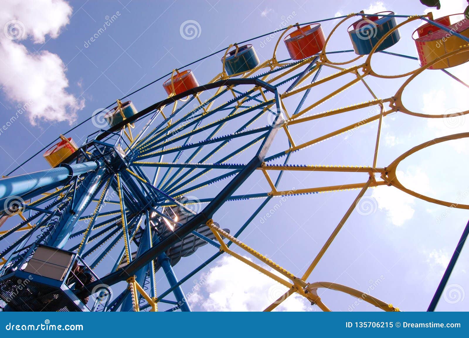 Blue, Red, and Yellow Carousel Stock Image - Image of font, daytime ...
