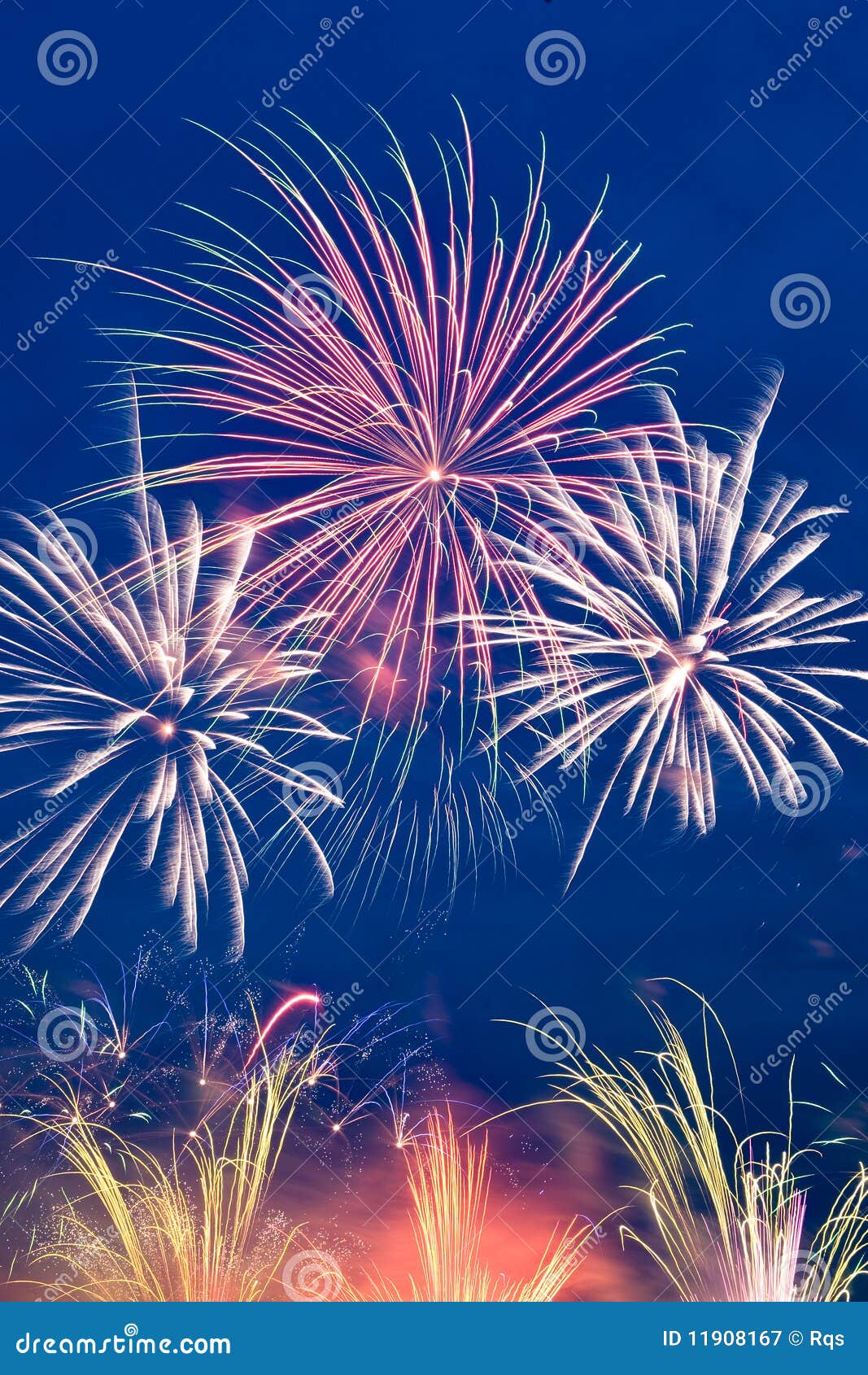 Blue red yellow firework stock image. Image of pink, night - 11908167