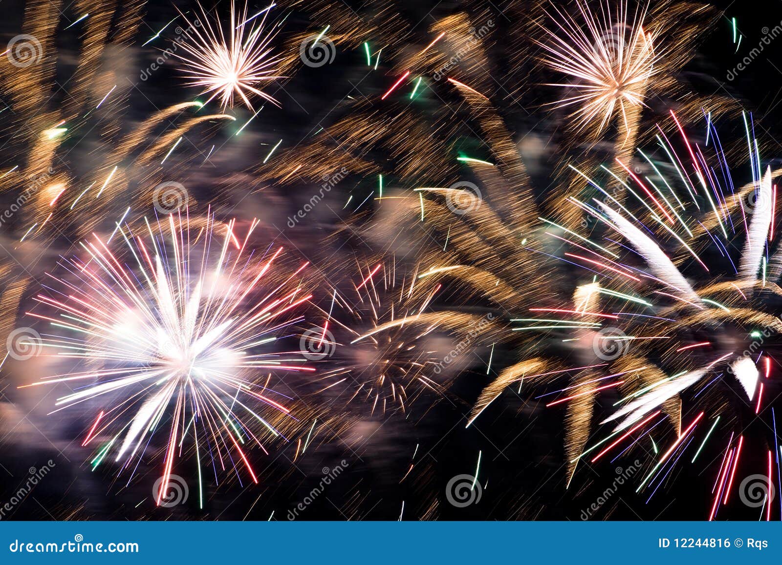 Blue red yellow firework stock photo. Image of white - 12244816
