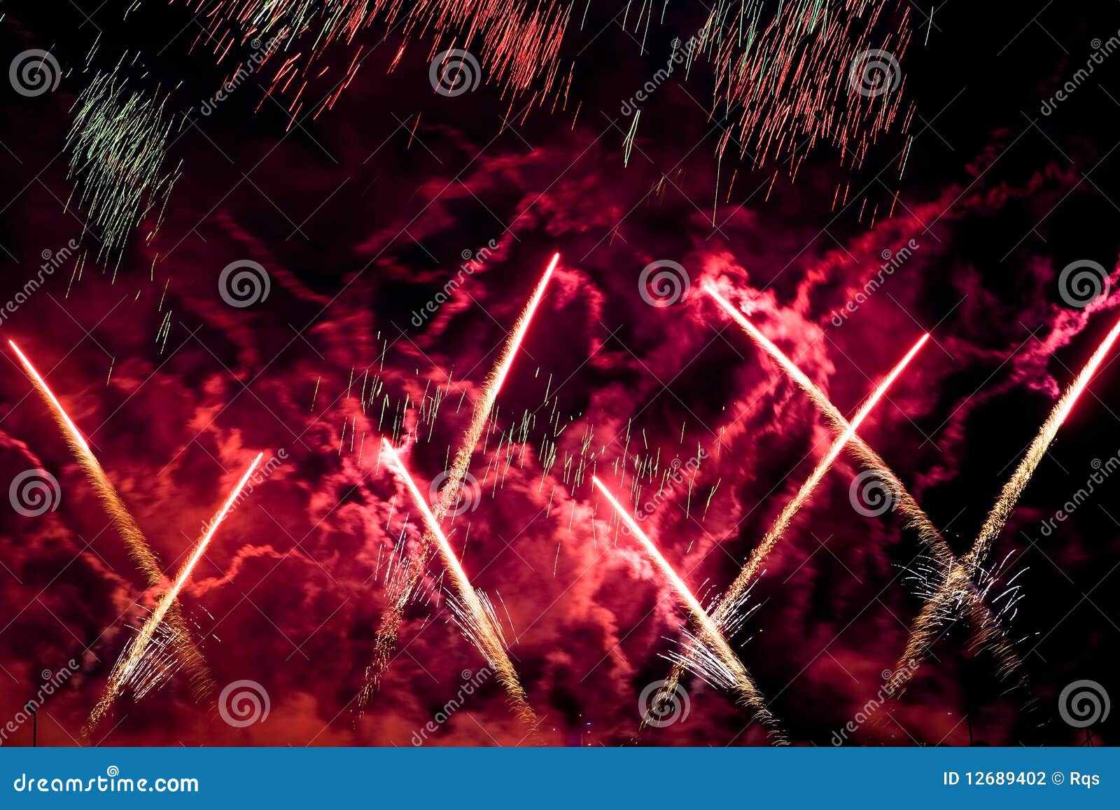 Blue red yellow firework stock photo. Image of abstract - 12689402