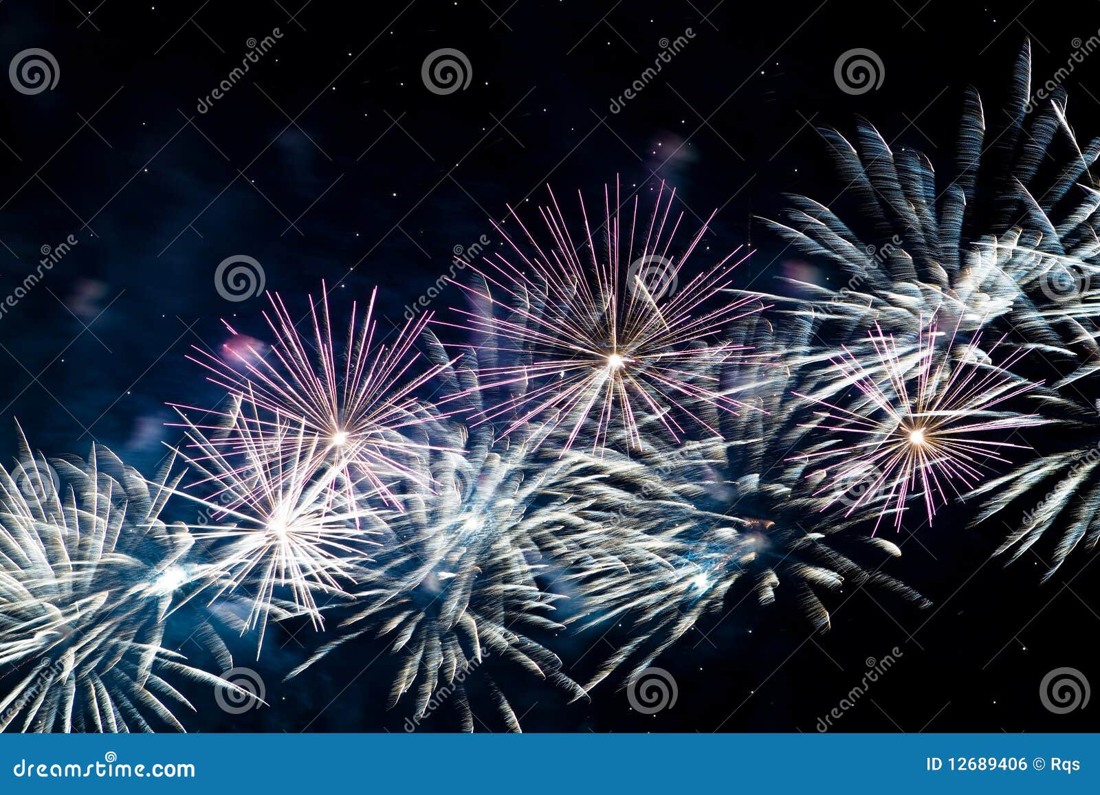 Blue red yellow firework stock photo. Image of black - 12689406