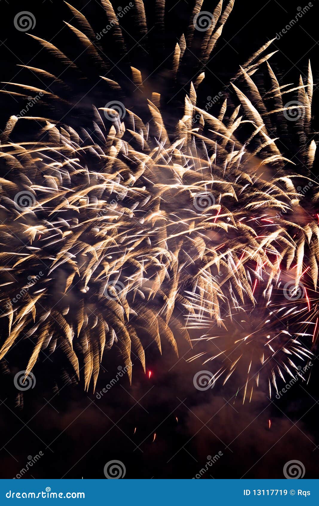 Blue red yellow firework stock image. Image of night - 13117719