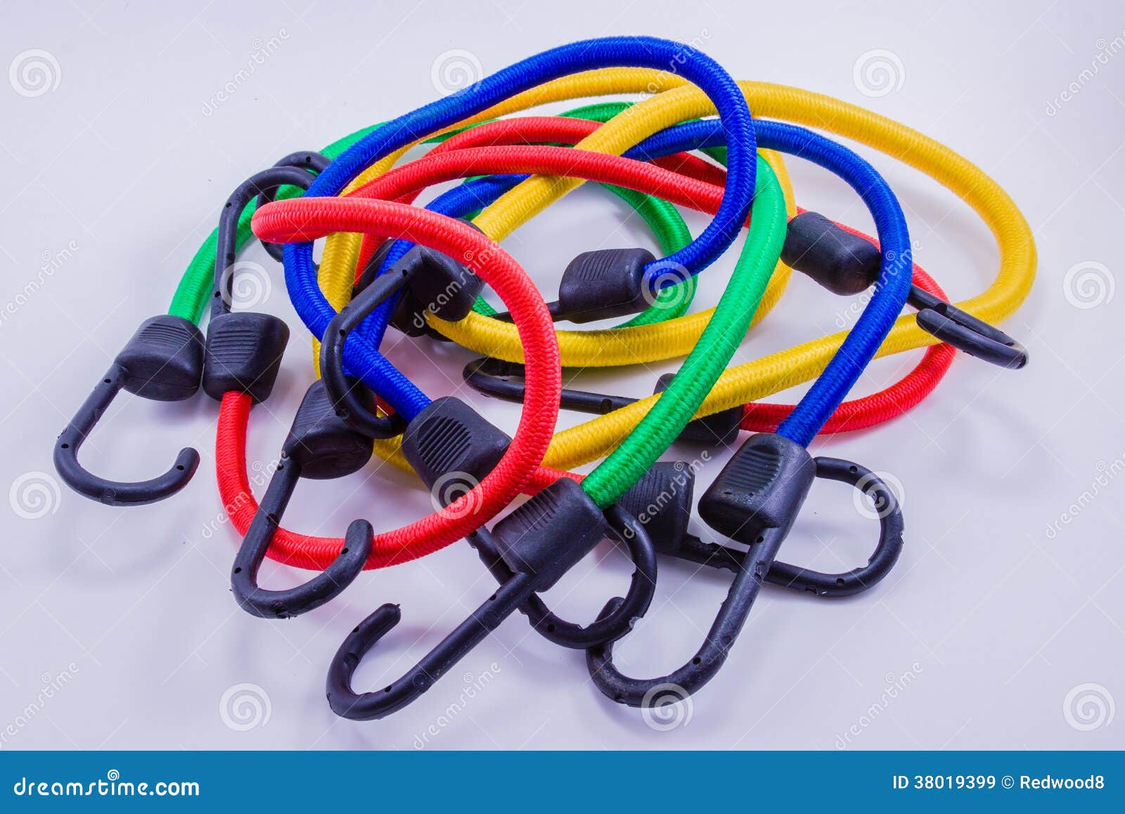 Blue, Red, Yellow, and Green Bungee Cords Stock Image - Image of ...