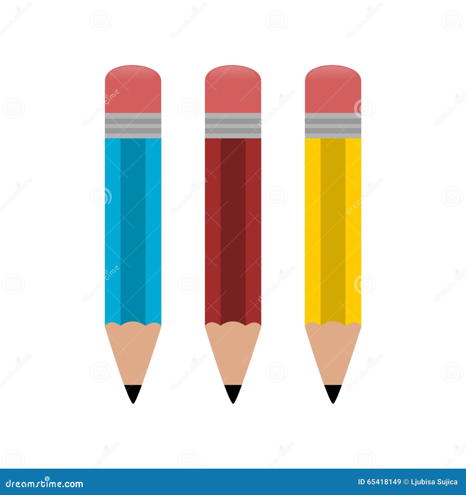 Blue, Red and Yellow Pencil - Illustration Stock Vector - Illustration ...
