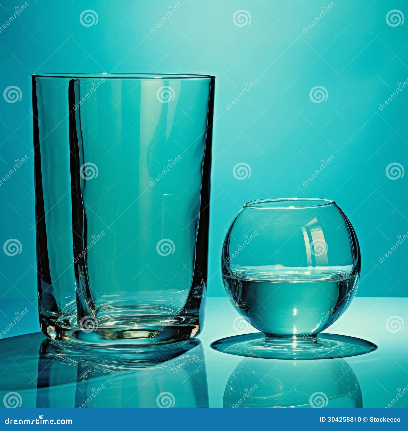 Vibrant Glass Art: Translucent Water in Teal Background Stock ...