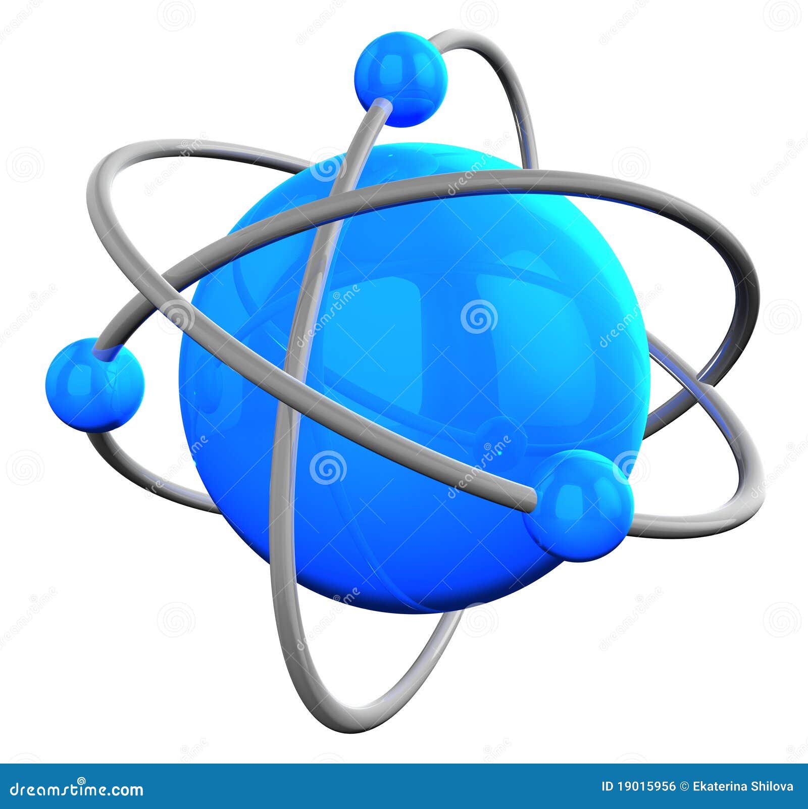 Blue Reflective Atom Structure on White Stock Illustration ...