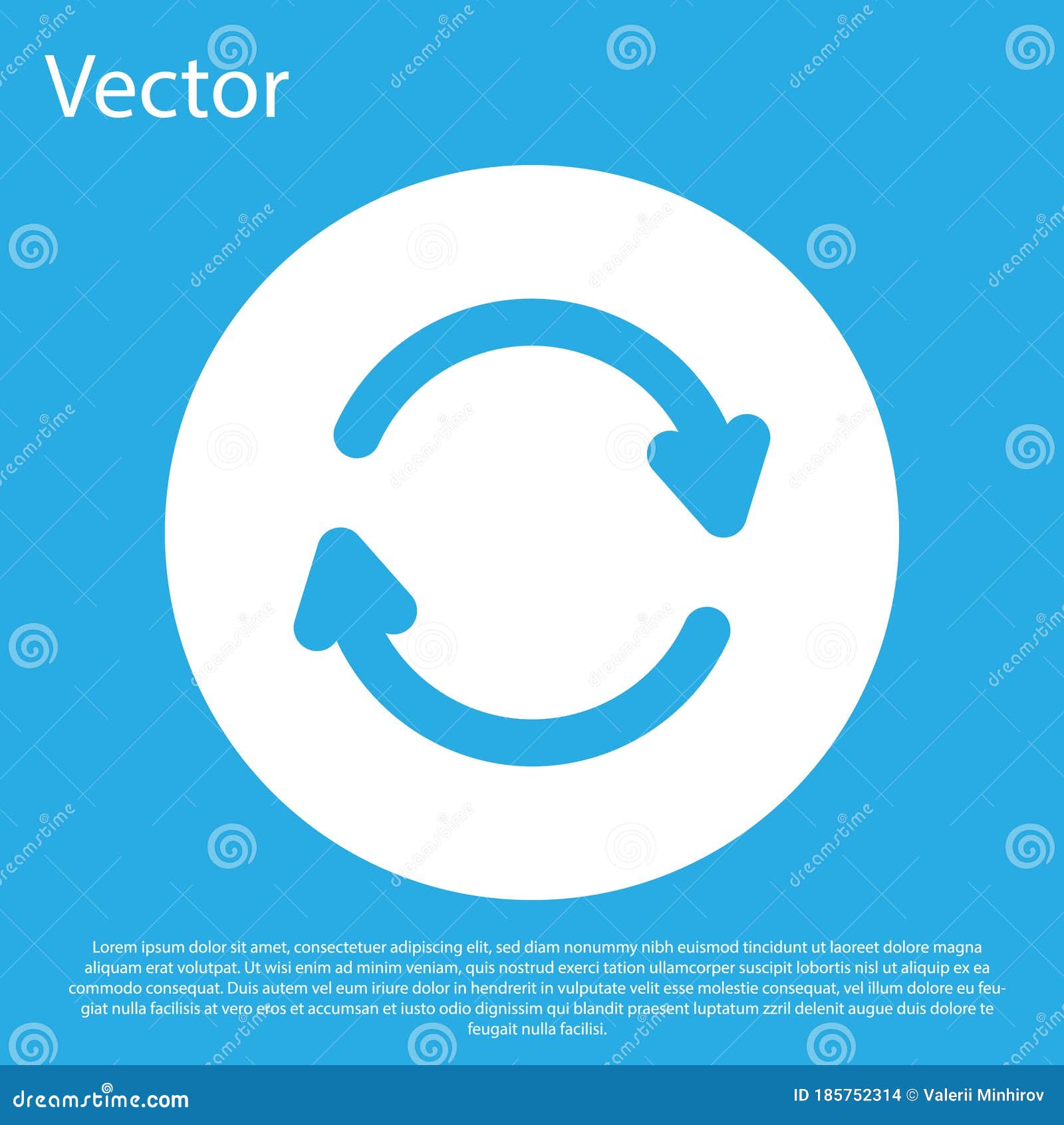 Blue Refresh Icon Isolated on Blue Background. Reload Symbol. Rotation ...