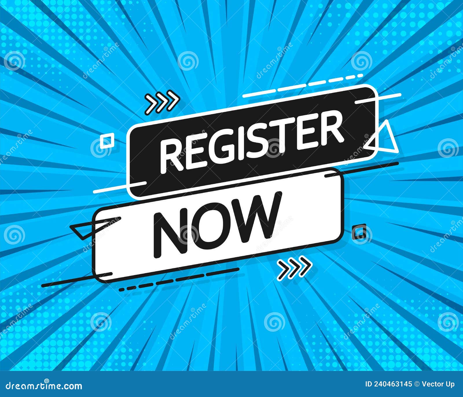 Blue Register Now Label in Modern Style on Blue Background. Banner ...