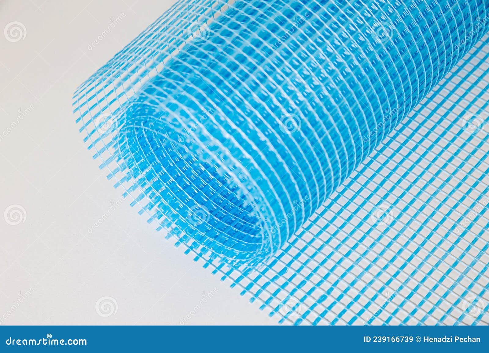 Blue Reinforcing Construction Mesh for Wall Strengthening on White ...