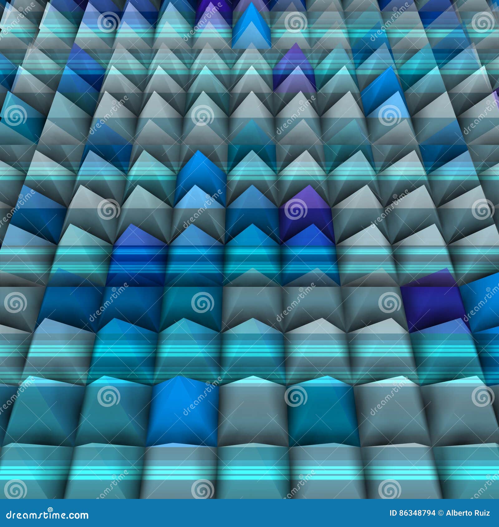Blue Relief in 3d with Pyramids Aligned Stock Illustration ...