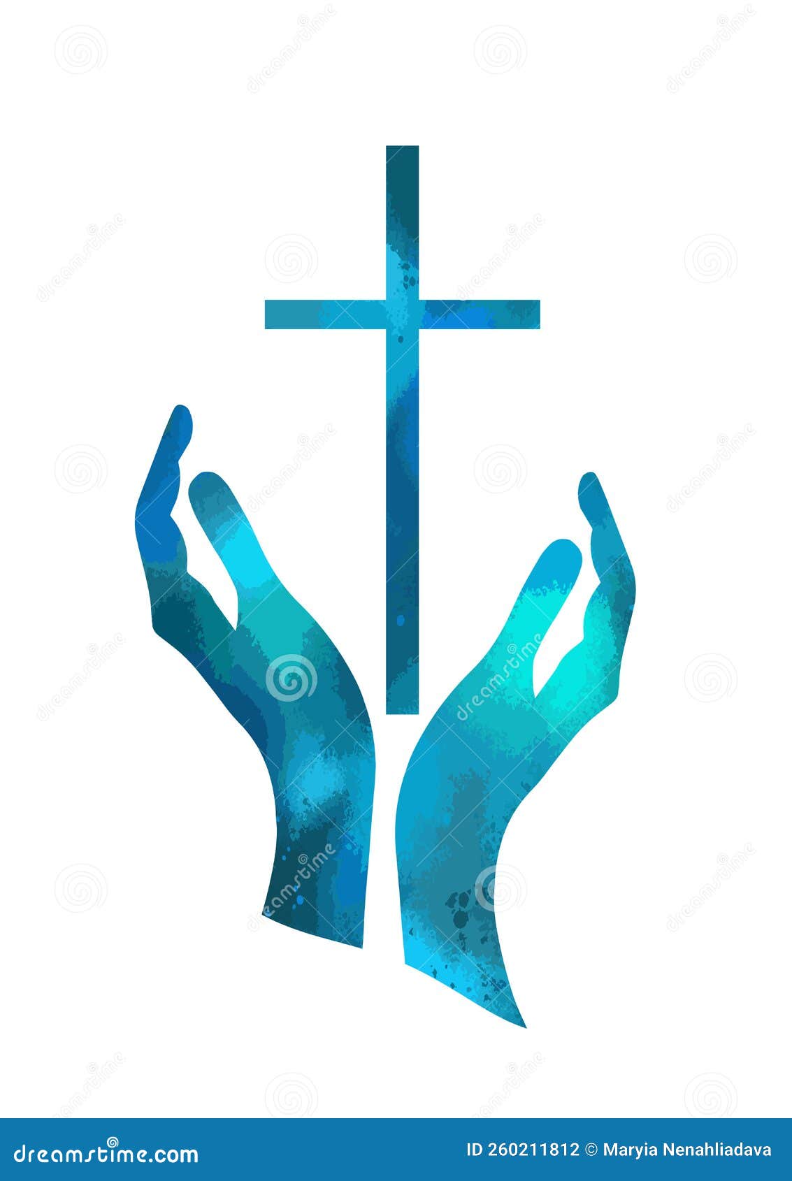 Blue Religious Cross in Hand. Vector Illustration Stock Vector ...