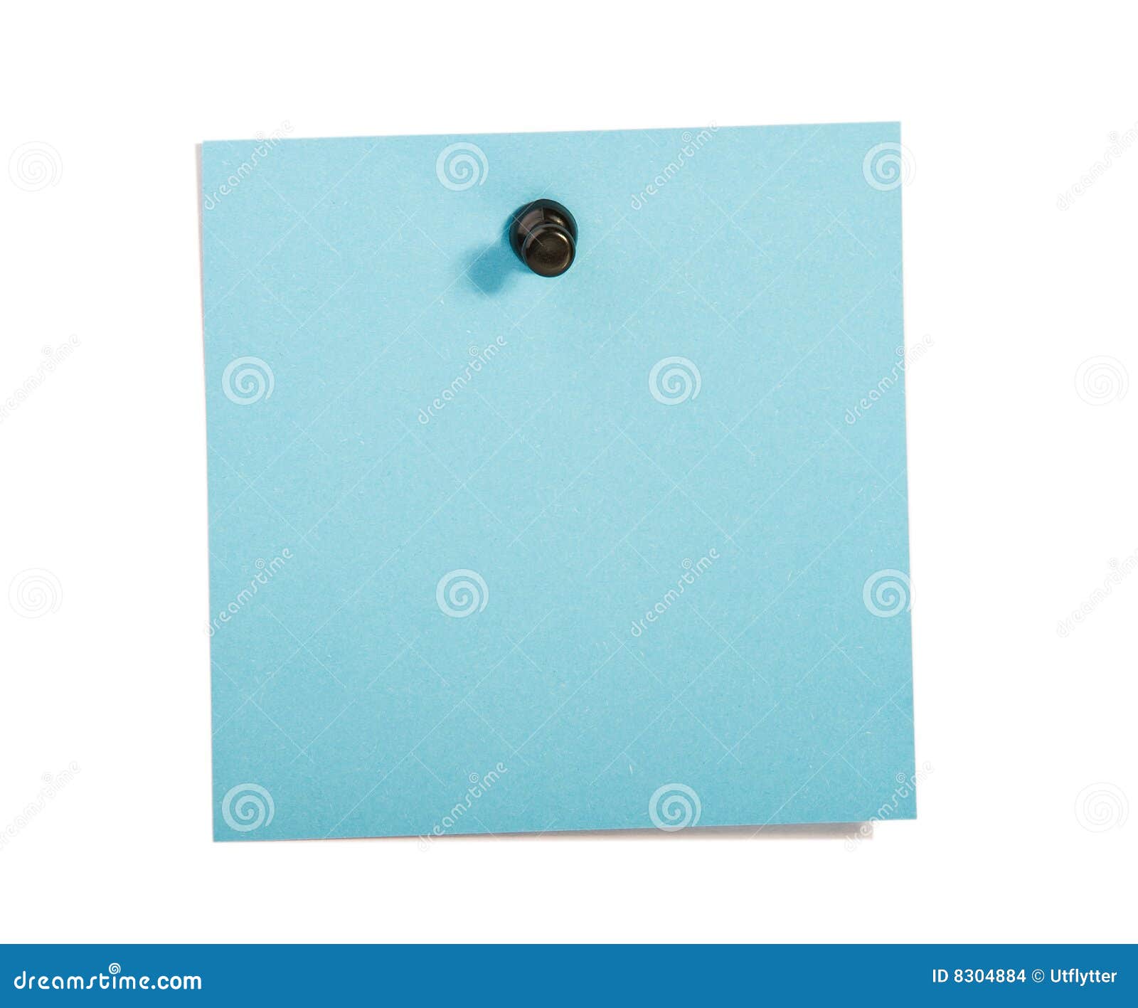 Blue Reminder Note with Black Pin Stock Photo - Image of closeup ...
