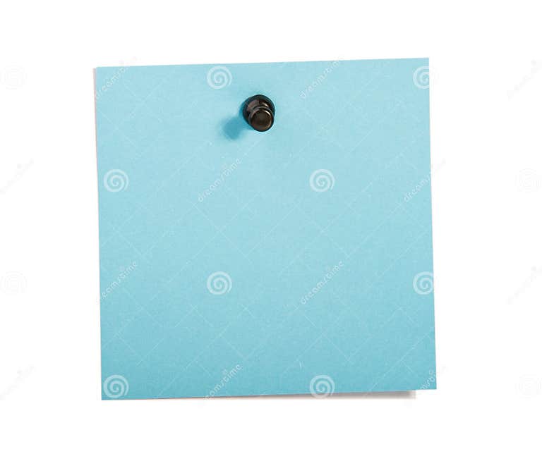 Blue Reminder Note with Black Pin Stock Photo - Image of closeup ...