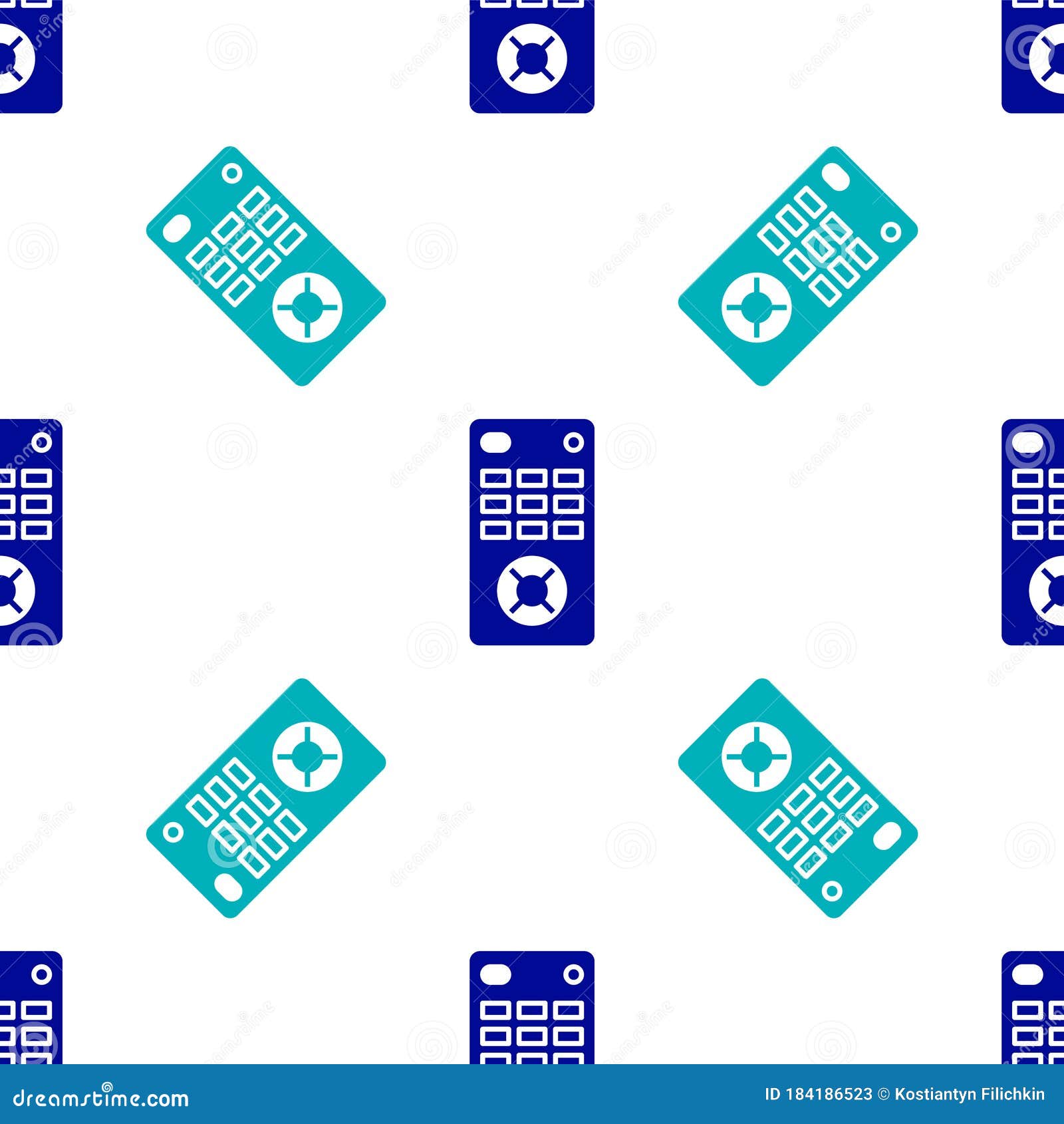 Blue Remote Control Icon Isolated Seamless Pattern on White Background ...