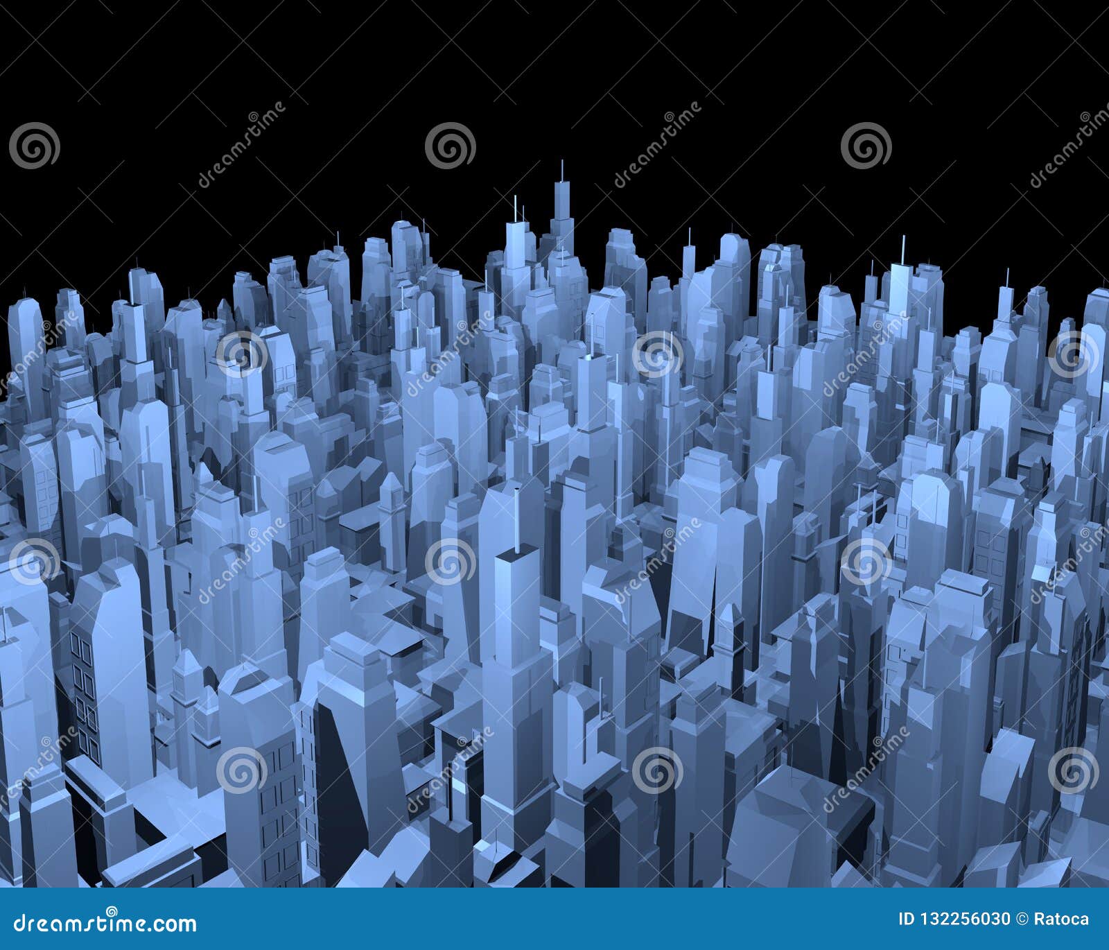 Blue render city stock illustration. Illustration of modern - 132256030