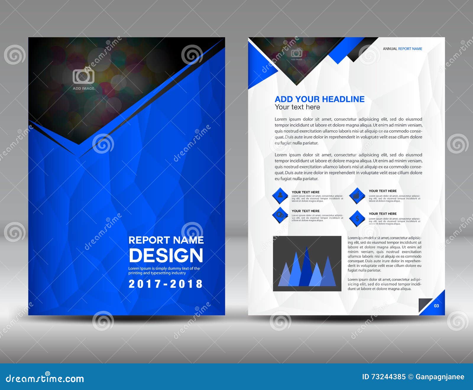Blue Report Brochure Flyer Template Stock Vector - Illustration of ...