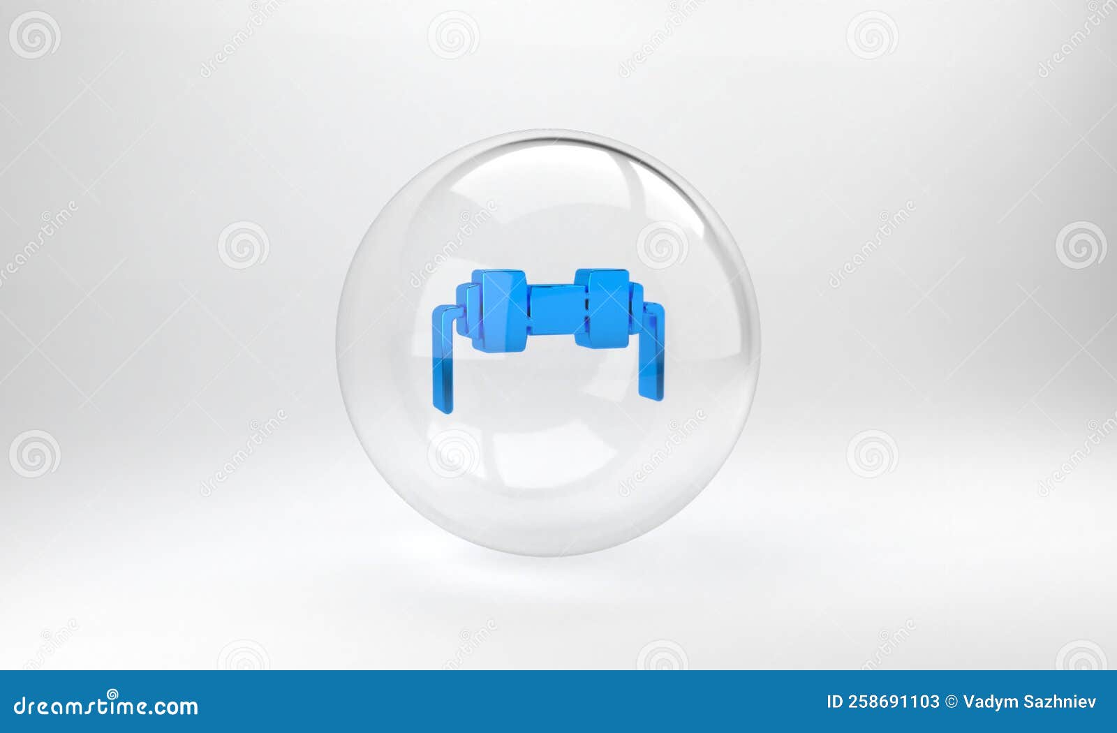 Blue Resistor Electricity Icon Isolated on Grey Background. Glass ...