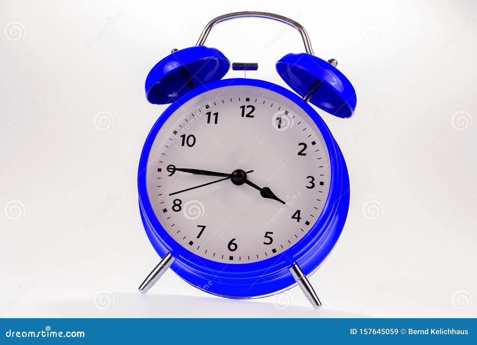 Blue Retro Alarm Clock Isolated On White Stock Image Image Of Blue