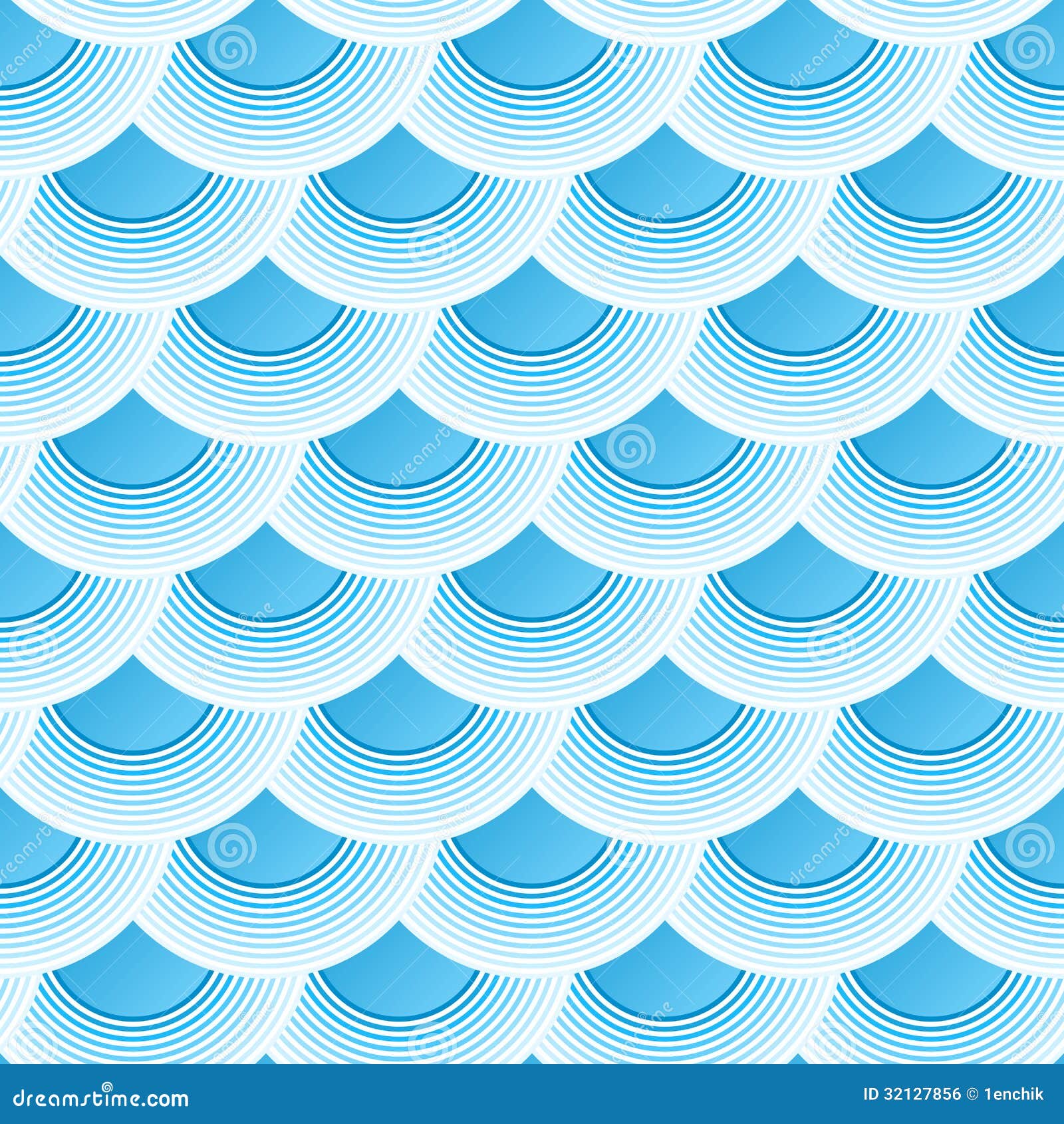 Blue Retro Fish Scales Vector Seamless Pattern Stock Vector ...