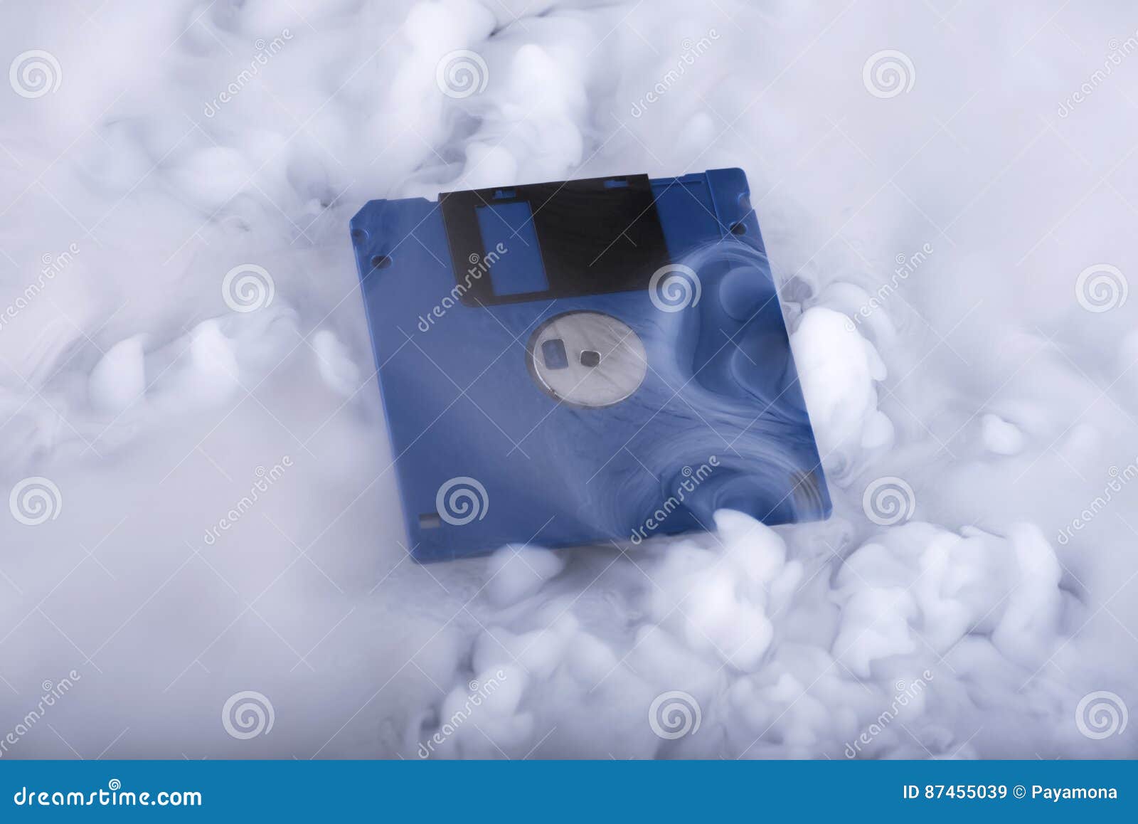 Blue Retro Floppy Disk in Clouds. Information Cloud Stock Image - Image ...