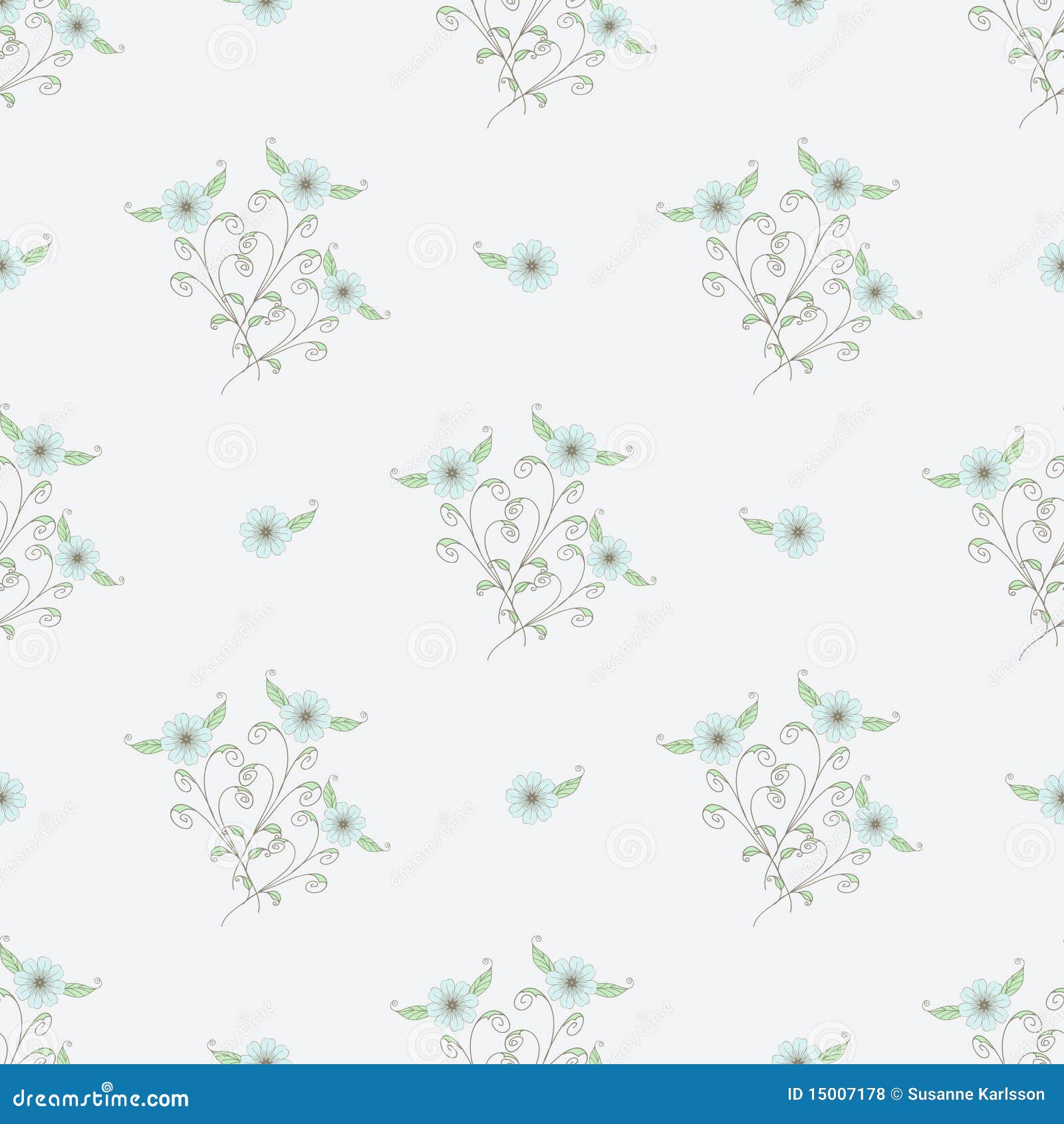 Blue Retro Flowers Picture. Image: 15007178