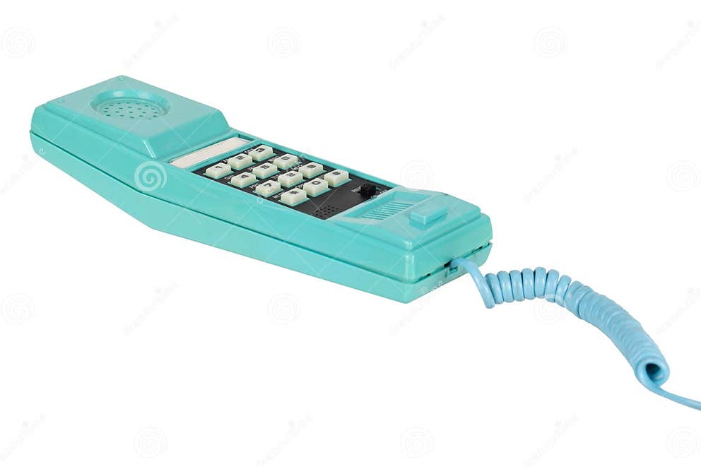 Blue Retro Push-button Phone Stock Illustration - Illustration of call ...