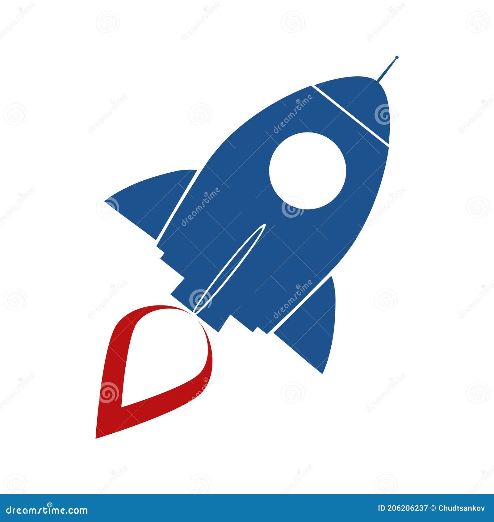 Blue Retro Rocket Ship Concept Stock Vector - Illustration of project ...