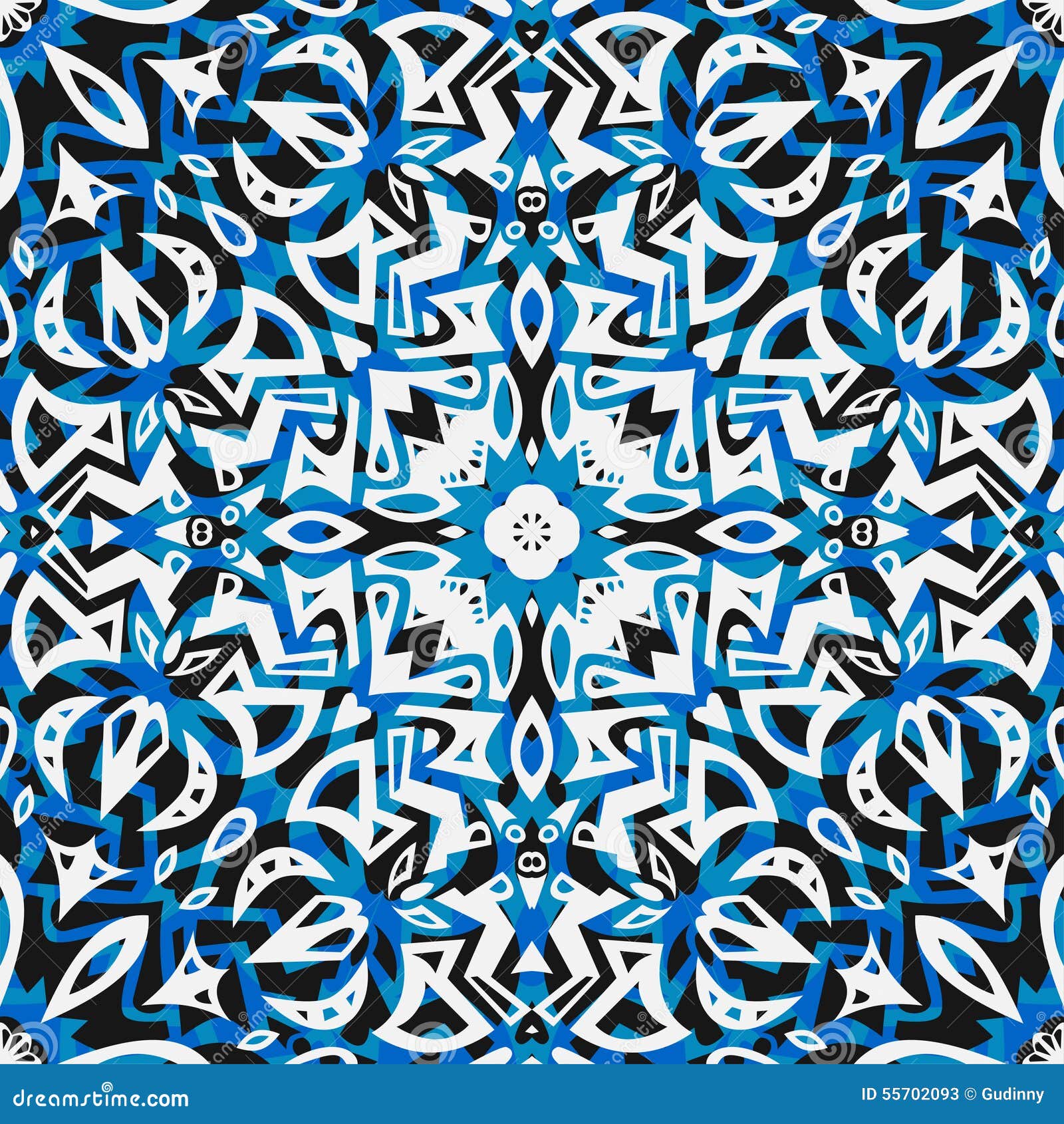 Blue Retro Seamless Pattern Stock Vector - Illustration of geometry ...