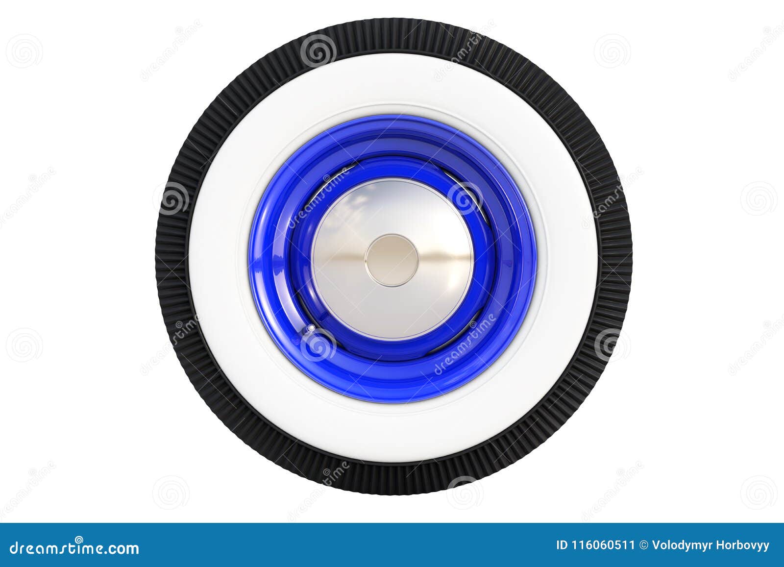 Blue Retro Wheel. 3D Render Stock Illustration - Illustration of sport ...