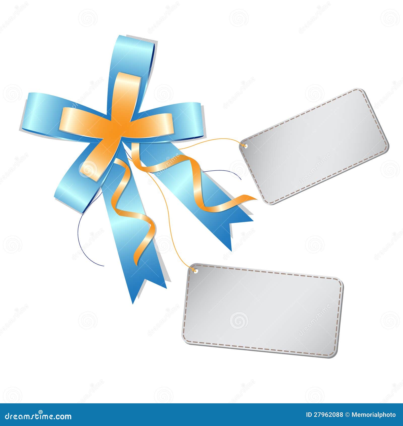 Blue ribbon bow and label stock vector. Illustration of label - 27962088