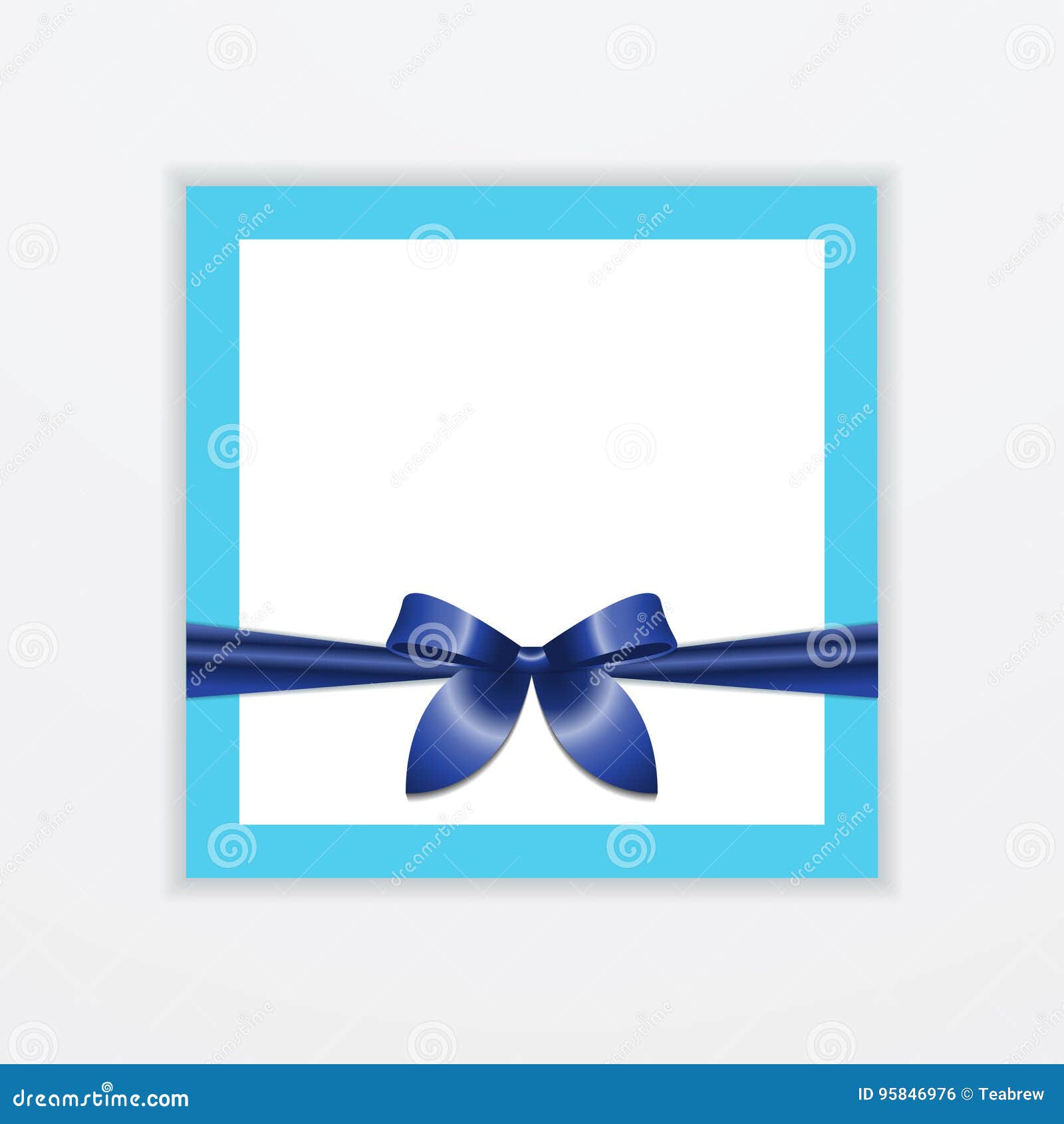 Blue Ribbon Bow on Postcard Vector Illustration Stock Vector ...
