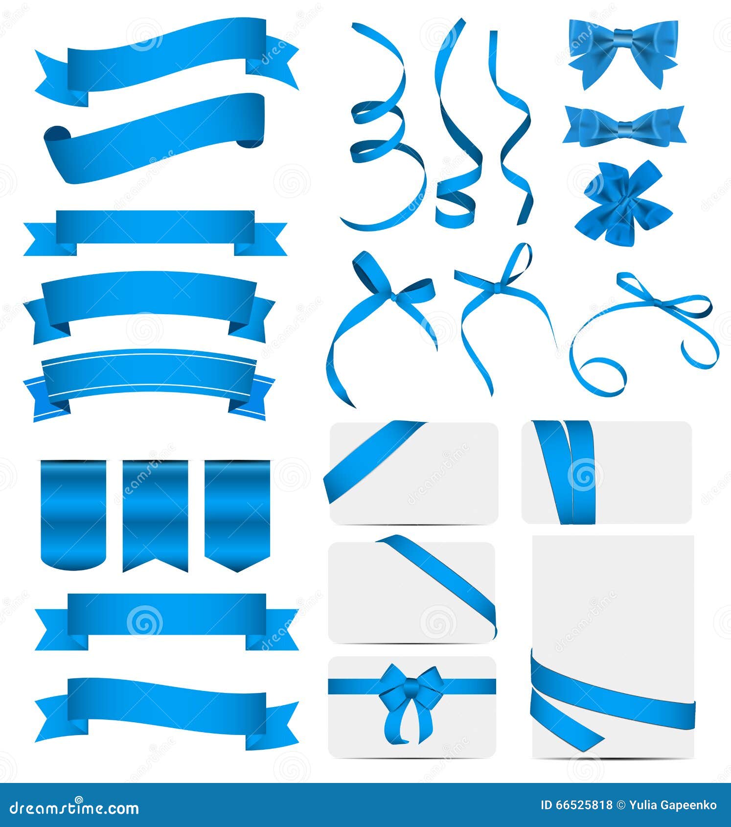 Blue Ribbon and Bow Set. Vector Illustration Stock Vector ...