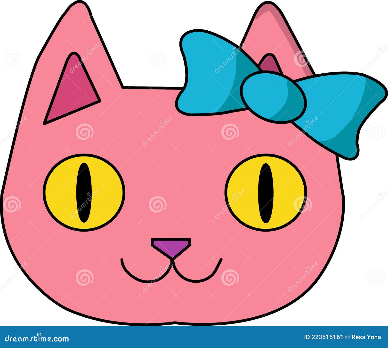 Blue ribbon cat stock illustration. Illustration of cartoon - 223515161