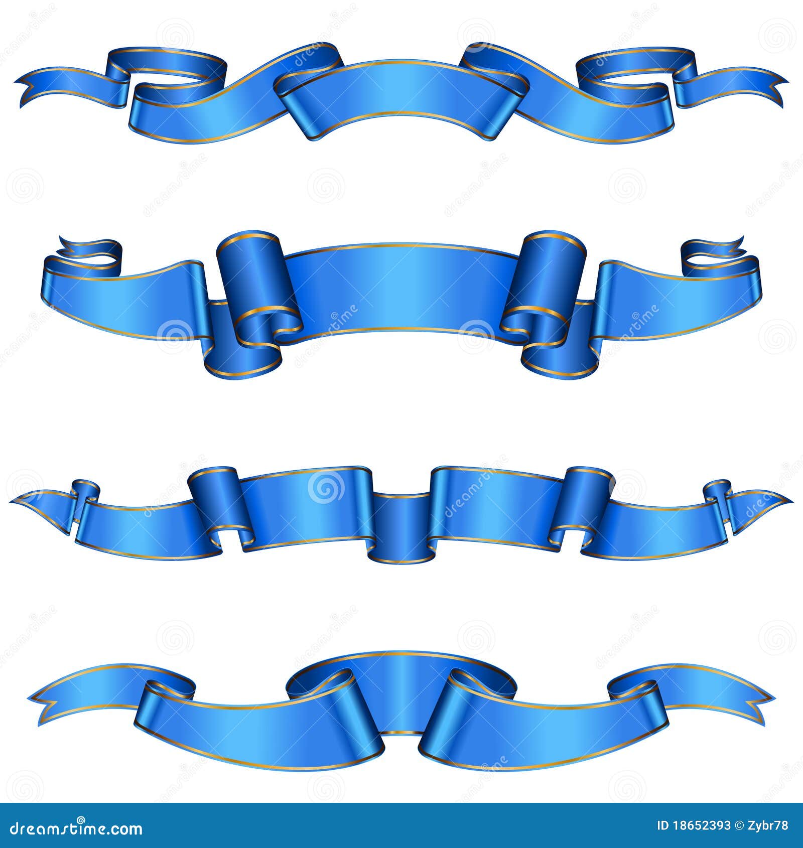 Blue ribbon collection stock vector. Illustration of blue - 18652393