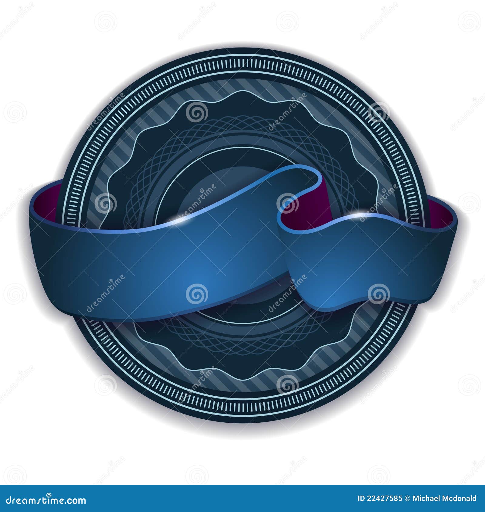 Blue ribbon emblem stock vector. Illustration of blue - 22427585