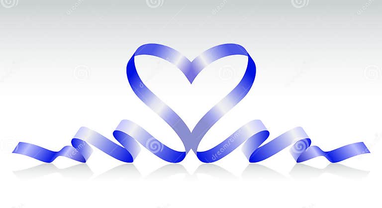 Blue Ribbon in the Form of Heart Stock Vector - Illustration of ...