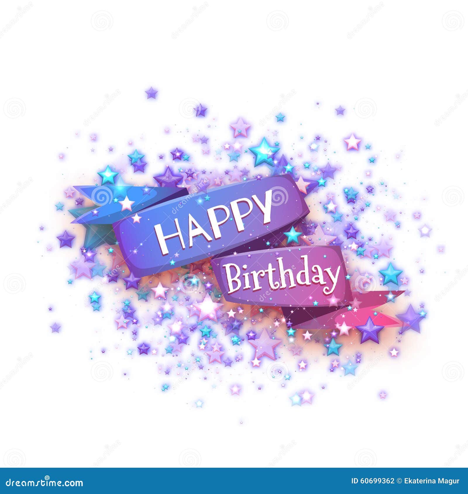 Blue Ribbon with Happy Birthday Title. Vector Illustration Stock ...