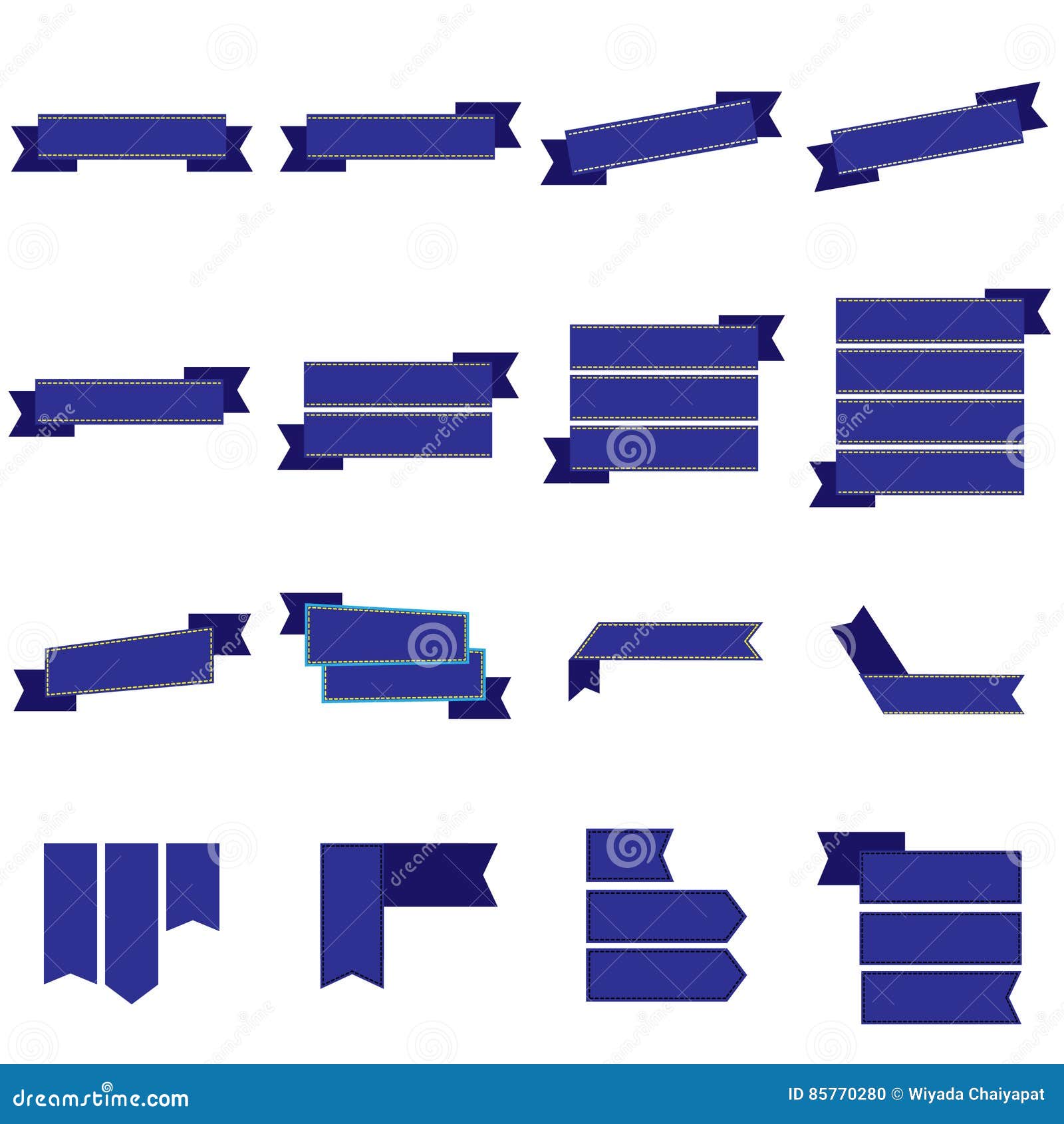 Blue Ribbon Icons Set Vector Stock Vector - Illustration of decoration ...