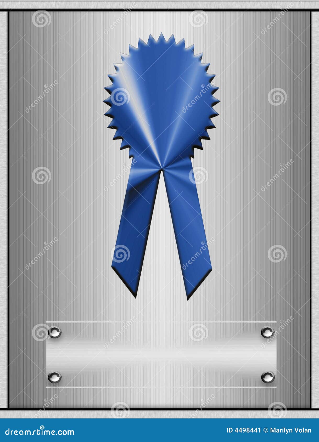 Blue Ribbon Medal on Plaque Stock Illustration - Illustration of metal ...