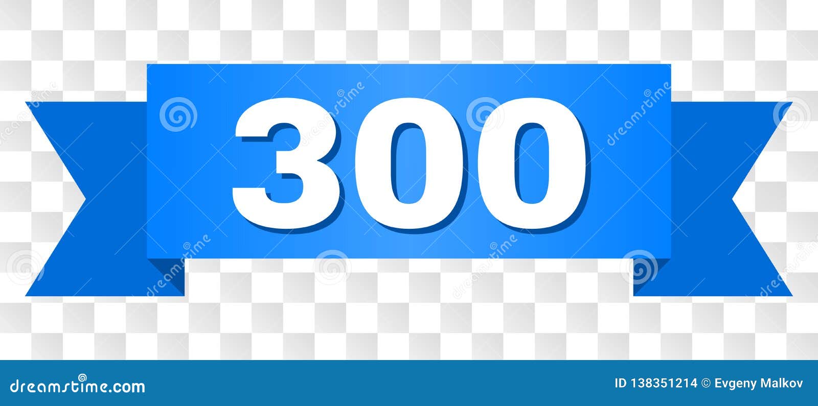 Blue Ribbon with 300 Text stock vector. Illustration of ribbon - 138351214