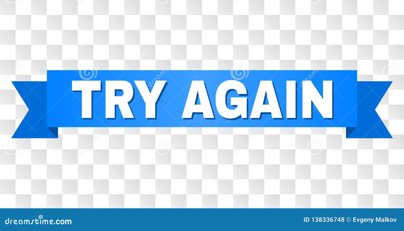 Blue Ribbon with TRY AGAIN Text Stock Vector - Illustration of white ...