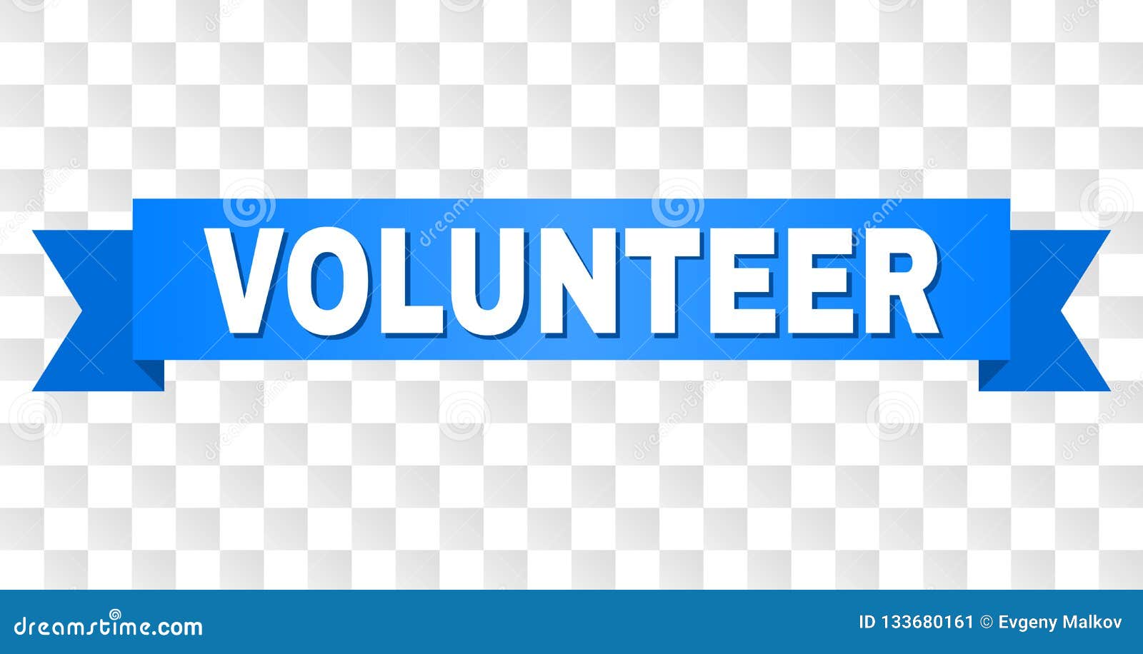 Blue Ribbon with VOLUNTEER Caption Stock Vector - Illustration of ...