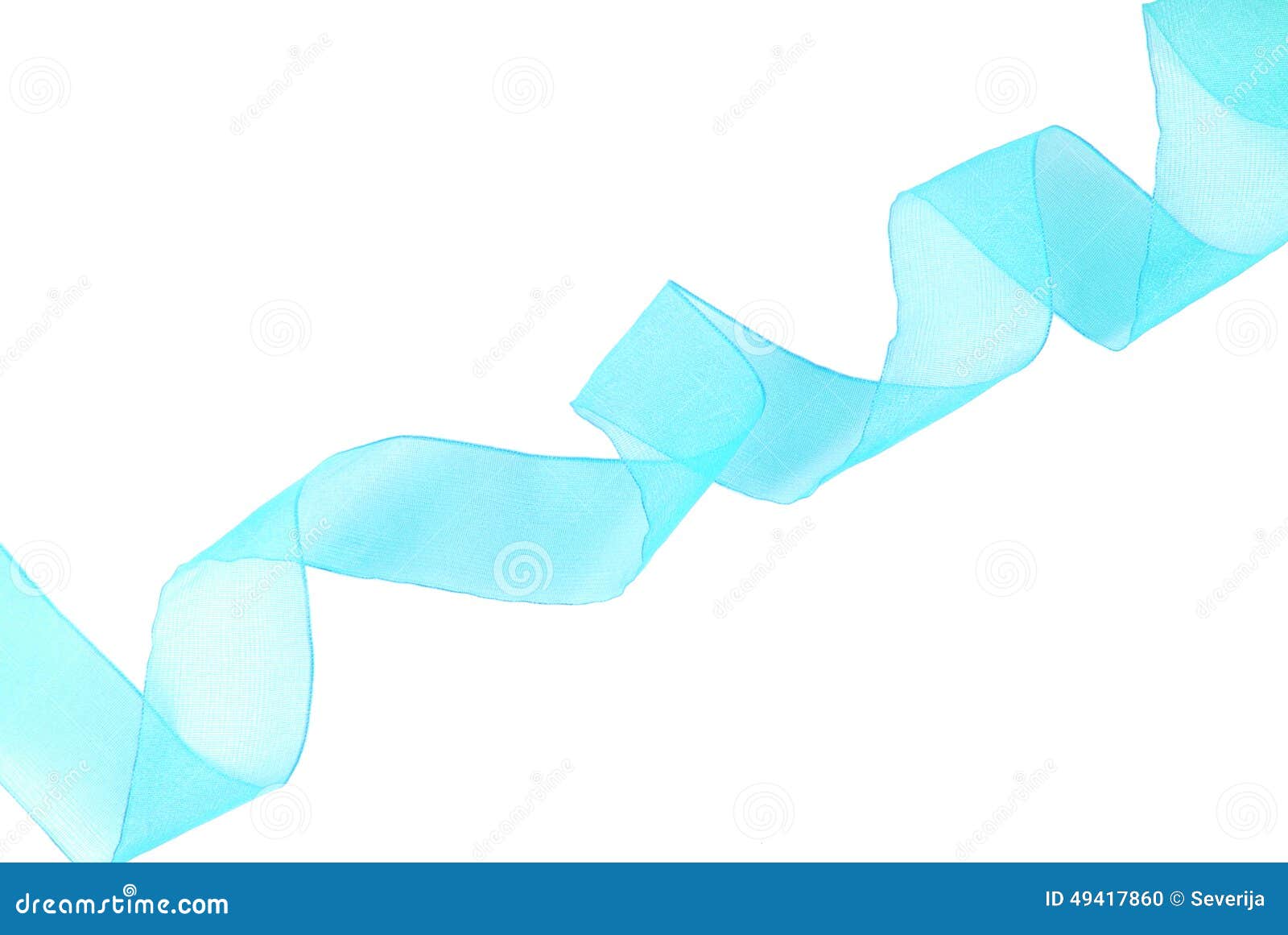 Blue ribbon wavy isolated stock photo. Image of gift - 49417860