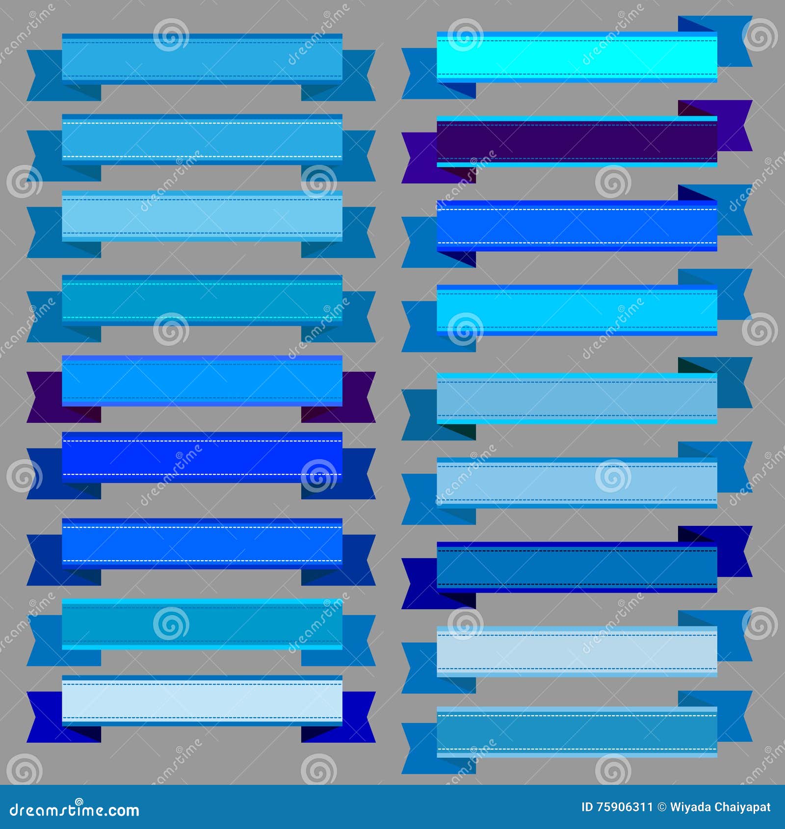 Blue Ribbons and Blue Banners Stock Illustration - Illustration of ...