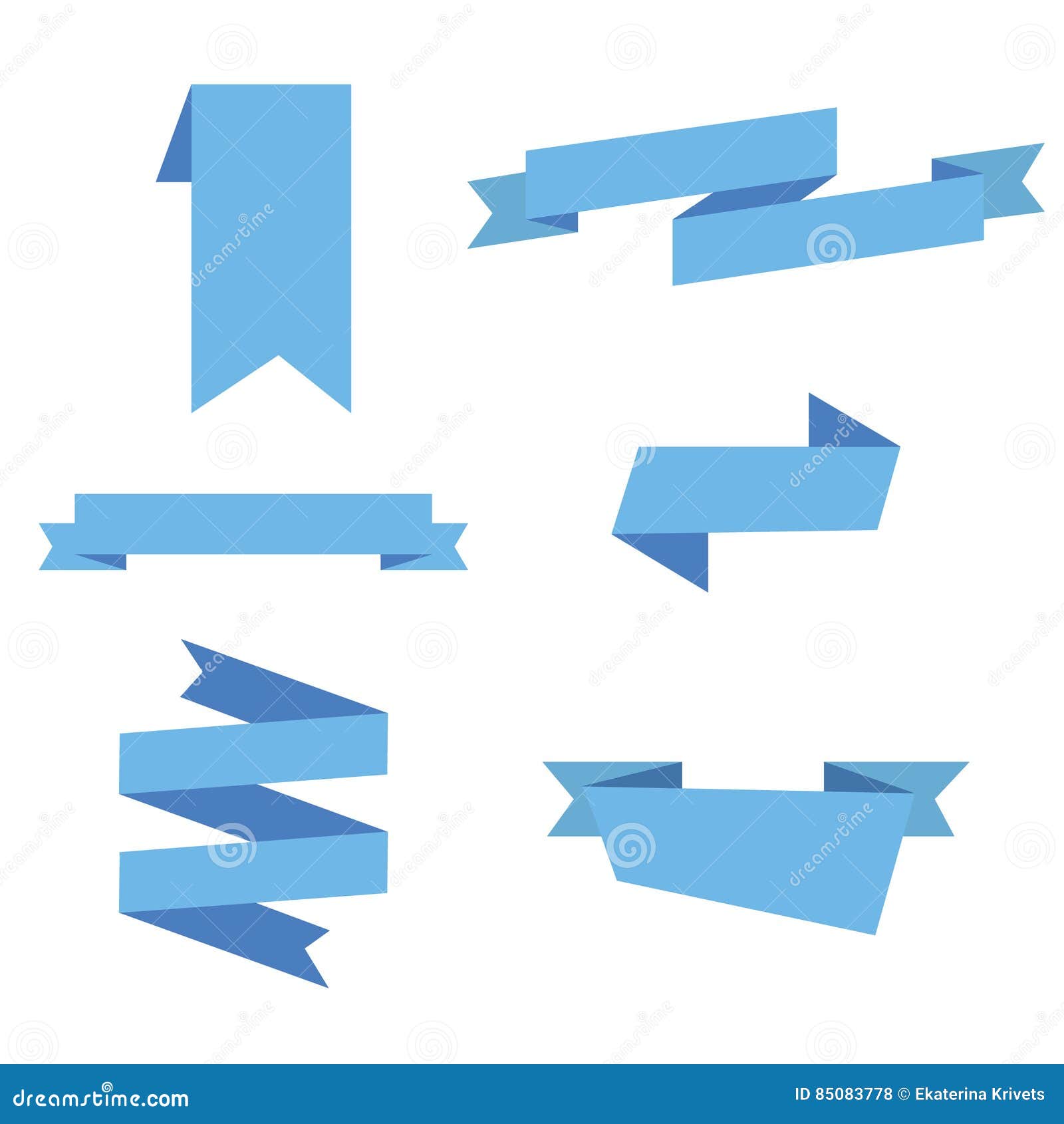 Blue Ribbons Isolated. Flat Style Stock Illustration - Illustration of ...