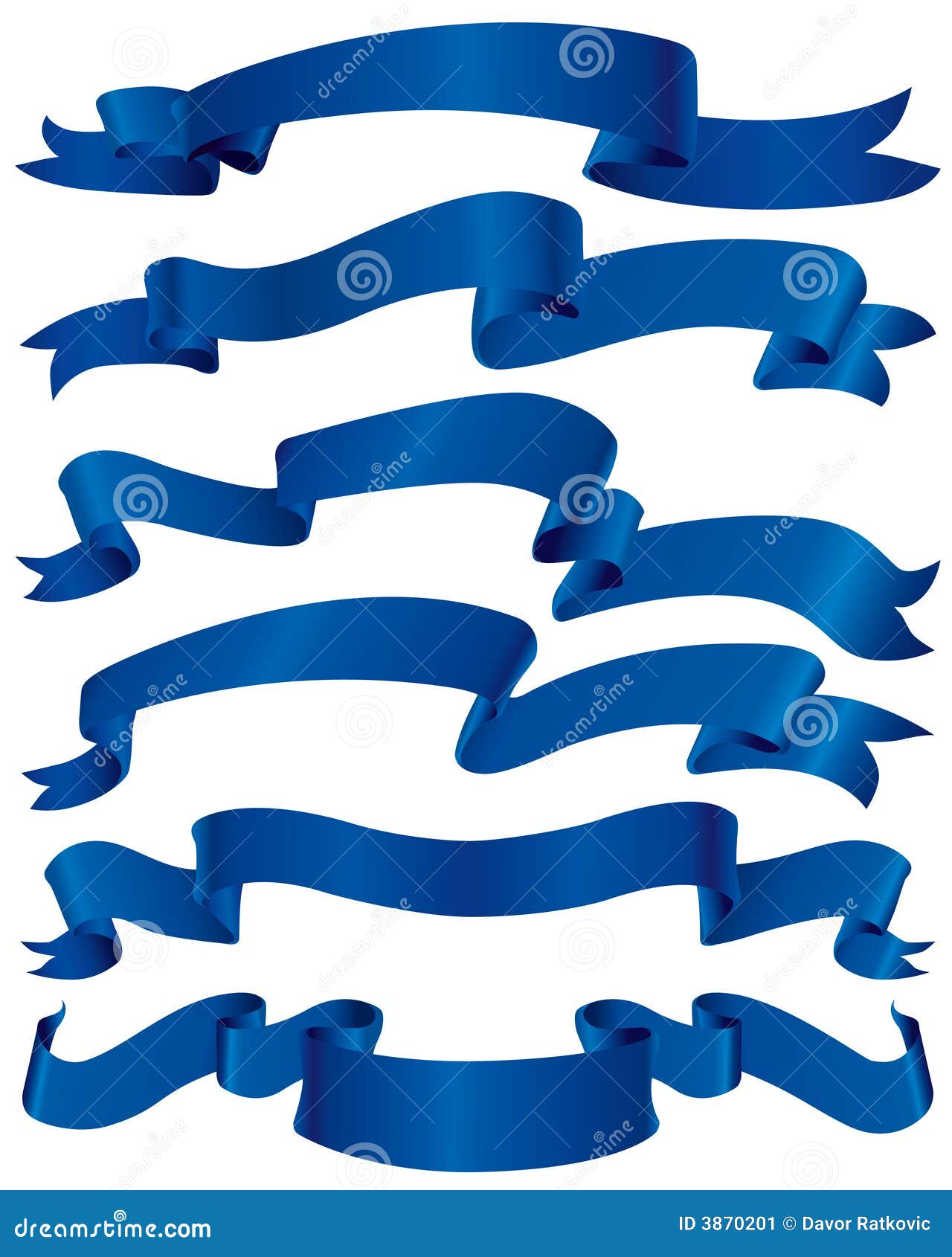 Blue ribbons set stock vector. Illustration of decorative - 3870201